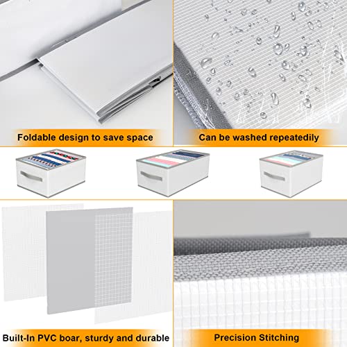 Clothes Organizer Drawer,Closet Dividers Box For Clothes Storage , 12 Compartments Foldable Drawer Organizer with Handles, Fabric Closet and Storage Basket for T-shirts, Jeans, Underwear,Grey(12 Grid)