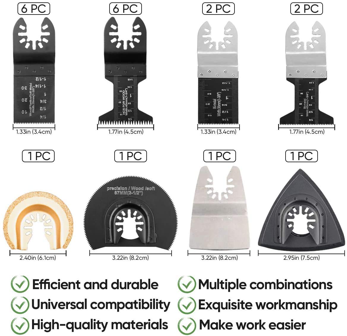72 Pcs Oscillating Saw Blades - Multi Tool Blades Kits Oscillating Tool Blades Accessories Quick Release Wood Metal Plastic Scraper Tool for Dewalt Milwaukee Fein Makita Bosch Rigid Rayobi Craftman