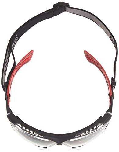 Bolle Safety Rush+ Safety Glasses Platinum® with Assembled Foam and Strap, Black & Red Frame, Clear Lenses