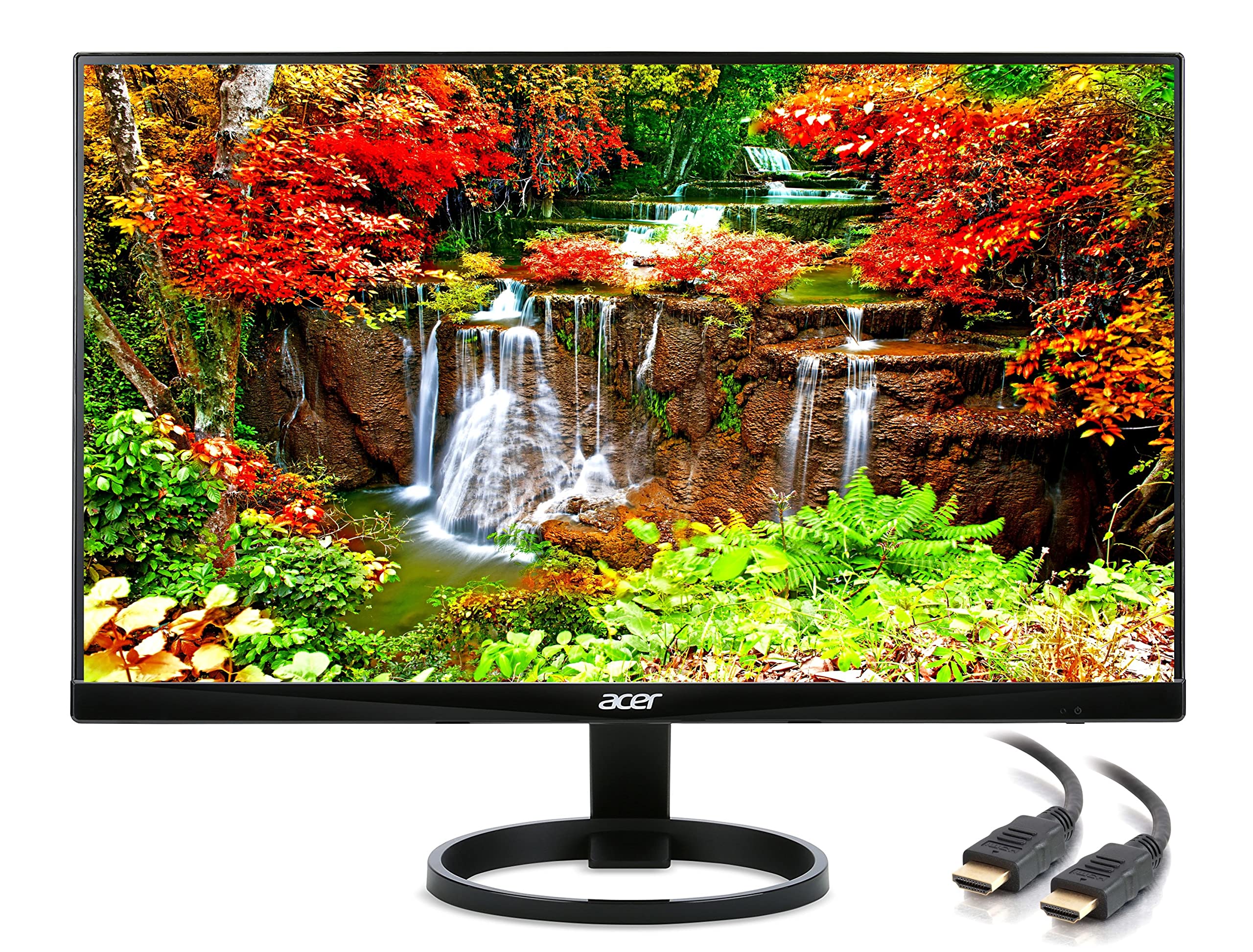 acer Widescreen LCD Computer Monitor, 23.8” Full HD 1920 x 1080 IPS Display, 4ms Response Time, 250nit Brightness, NTSC 72% Color Gamut, Low Blue Light, HDMI, VGA, DVI, Black, JVQ HDMI Cable