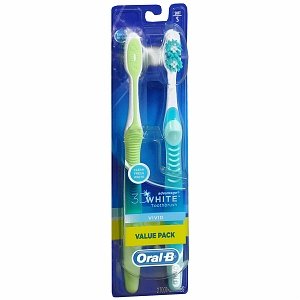 Oral-B Advantage 3D White Vivid Toothbrush, Twin Pack, Soft, 1 ea