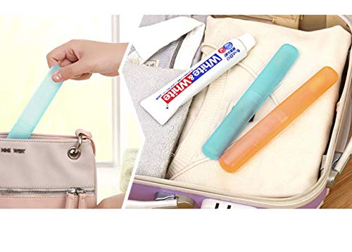 LASSUM 4 Pcs Colorful Plastic Toothbrush Case Portable Toothbrush Case Holder for Daily and Travel Use