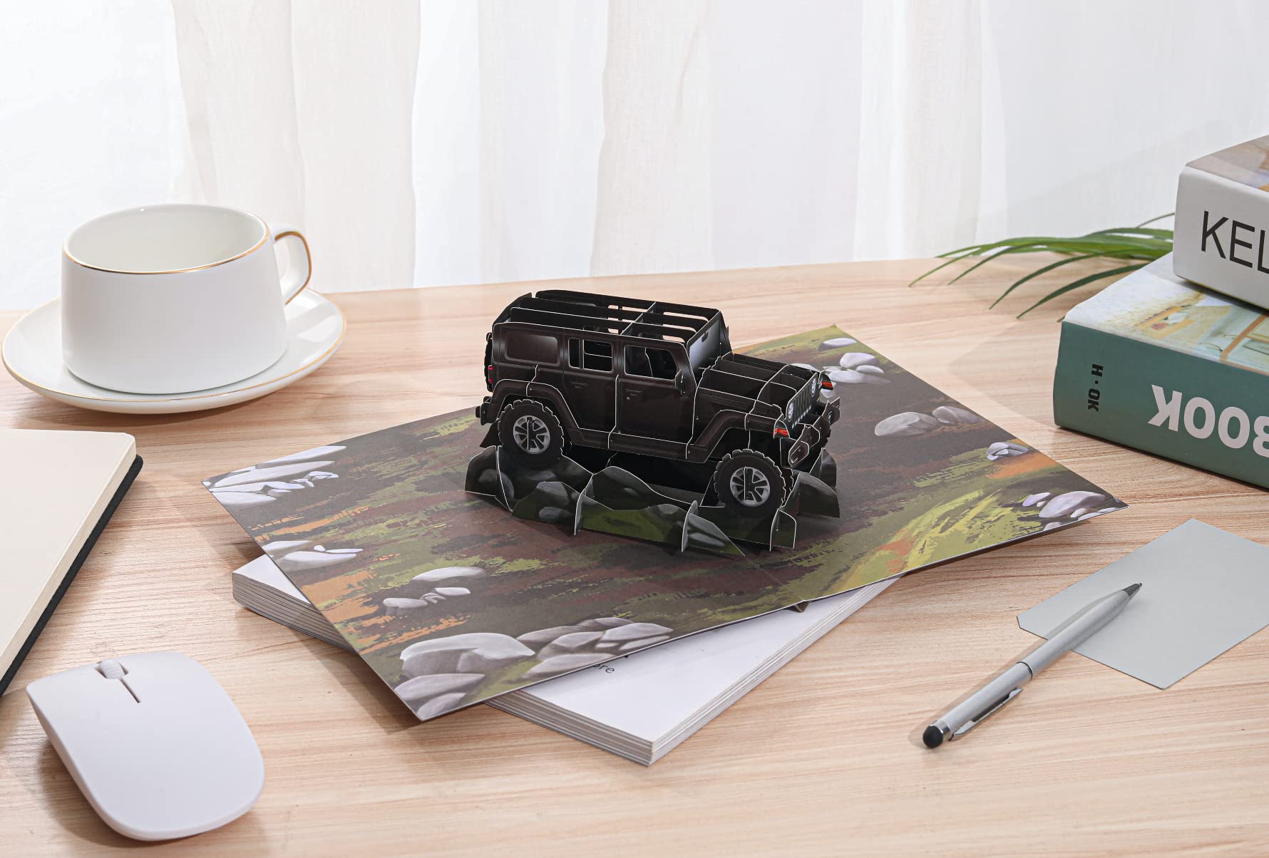 Liif Jeep Wrangler 3D Pop-Up Birthday Card for Men, Father's Day, Retirement, Get Well Soon