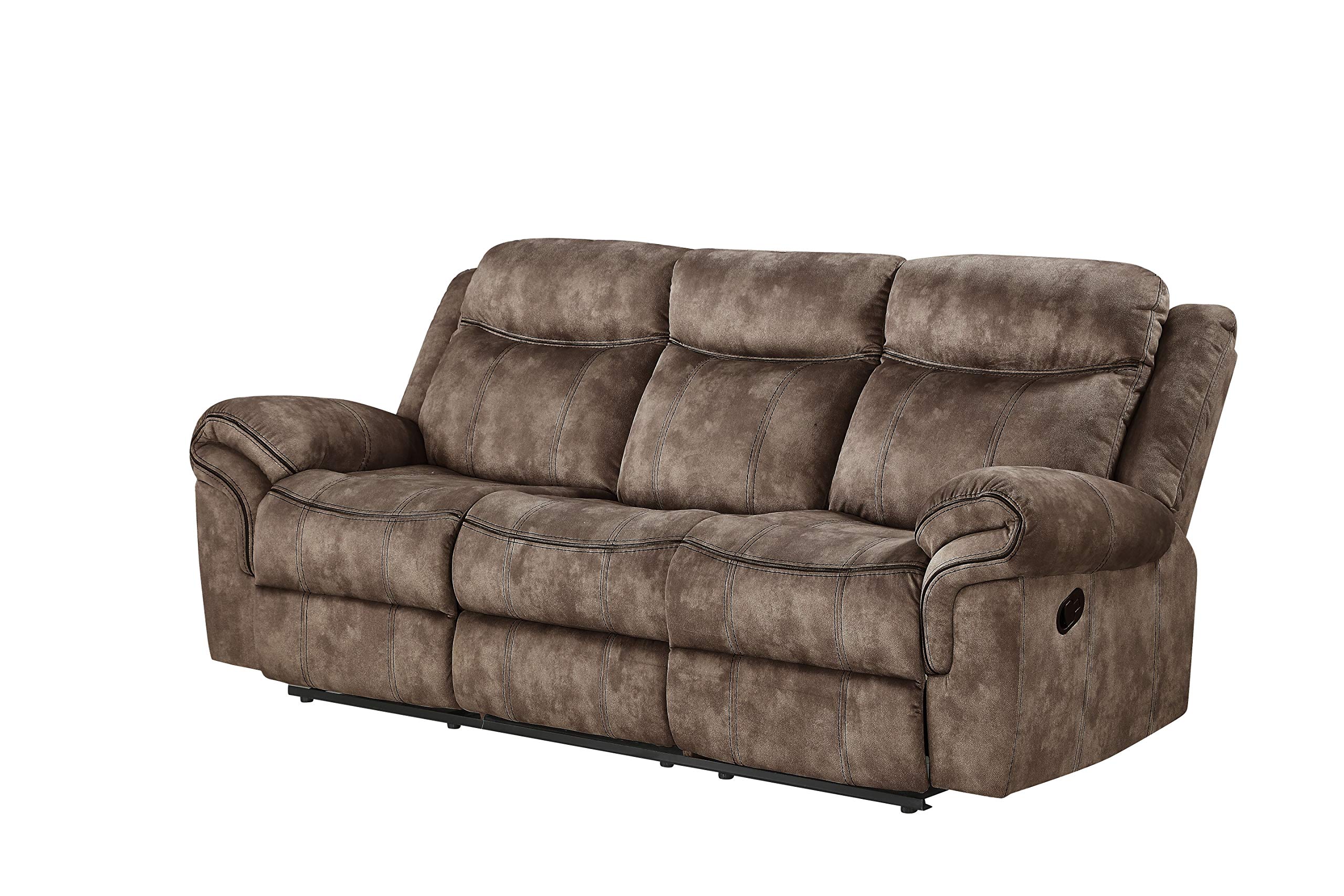 Acme Zubaida Velvet Motion Reclining Sofa (2-Tone Chocolate) and Horizontal Tufted Glider Recliner (2-Tone Chocolate) Bundle