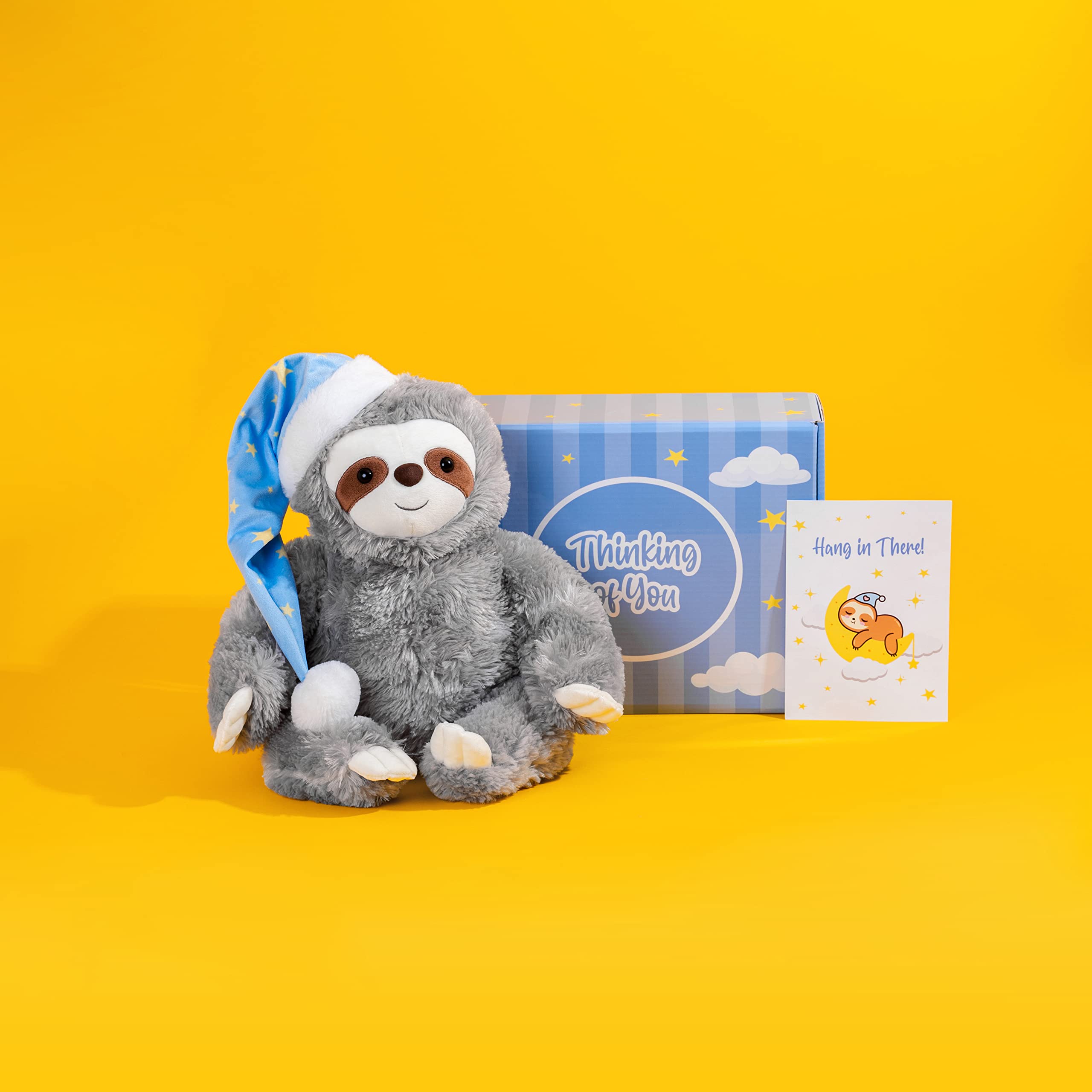 Thoughtful Sloth Plush Stuffed Animal - 16" Cotton Soft Cuddly Toy, Get Well Soon Care Package Gift for Kids, Teens & Adults