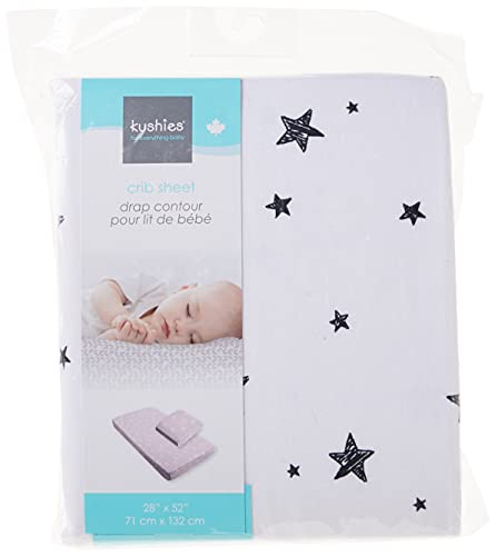 Kushies Crib Sheet Flannel Scribble Stars Black & White (S330-609)