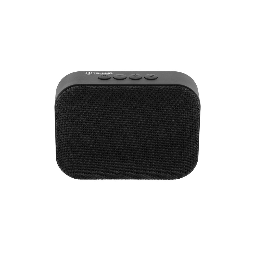 TELLUR Callisto Portable Bluetooth Speaker, Ultra Compact Fabric Design, FM Portable Radio Speaker, Hands-Free, USB, MicroSD/TF, MicroUSB Aux Port (Black)