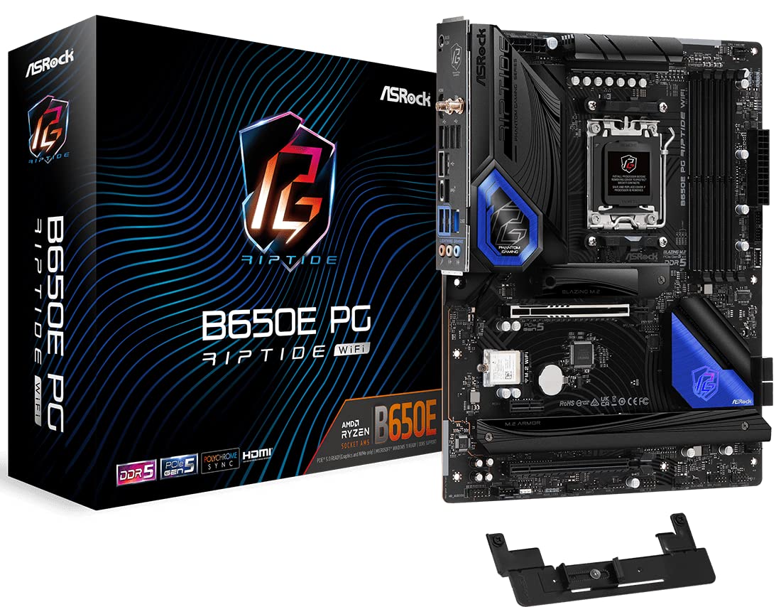 ASRock B650E PG Riptide WiFi AM5 Ryzen 7000 AMD B650 SATA 6Gb/s DDR5 ATX Motherboard