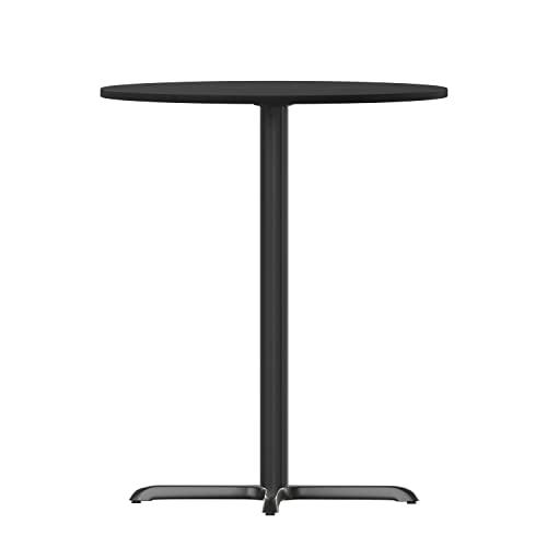 Flash Furniture 30'' Round Black Laminate Table Top with 22'' x 22'' Bar Height Table Base