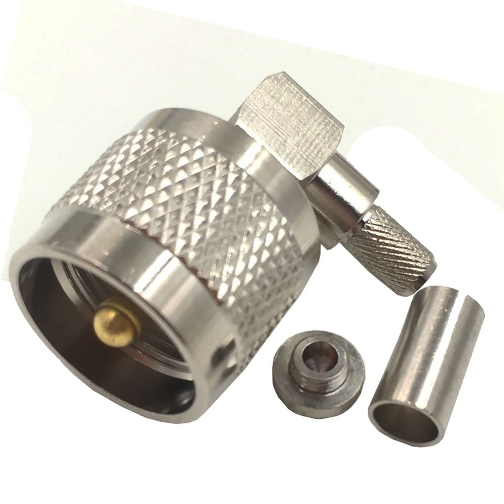 DONG Connector PL259 UHF Male Crimp 90 Degrees Angle RG58 RG142 LMR195 RG400 Right Angle