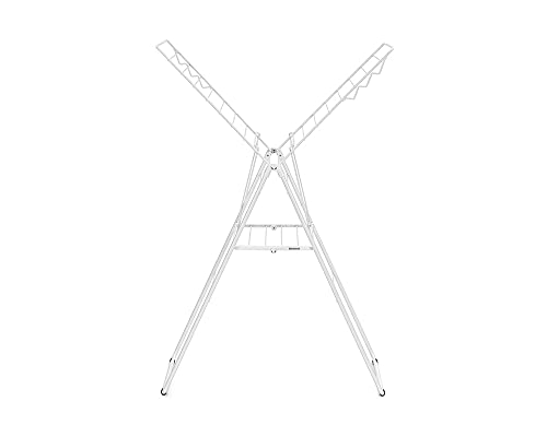 Brabantia HangOn Laundry Drying Rack (20m / Fresh White) Compact, Foldaway, Adjustable Indoor Stainless Steel Clothes Horse
