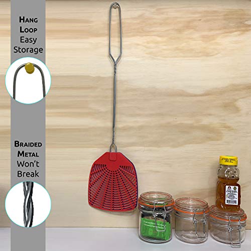 Bug & Fly Swatter – Braided Metal Handle 6 Pack Fly Swatters – Indoor/Outdoor – flyswatter