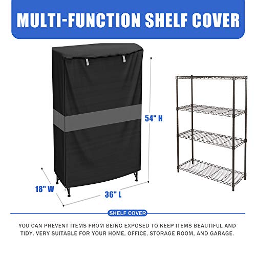 MOLLYAIR Wire Shelving Cover Wire Rack Cover Storage Rack Cover Used to Cover Sundries, Suitable for Rack 36X18X54in, Black,only Cover