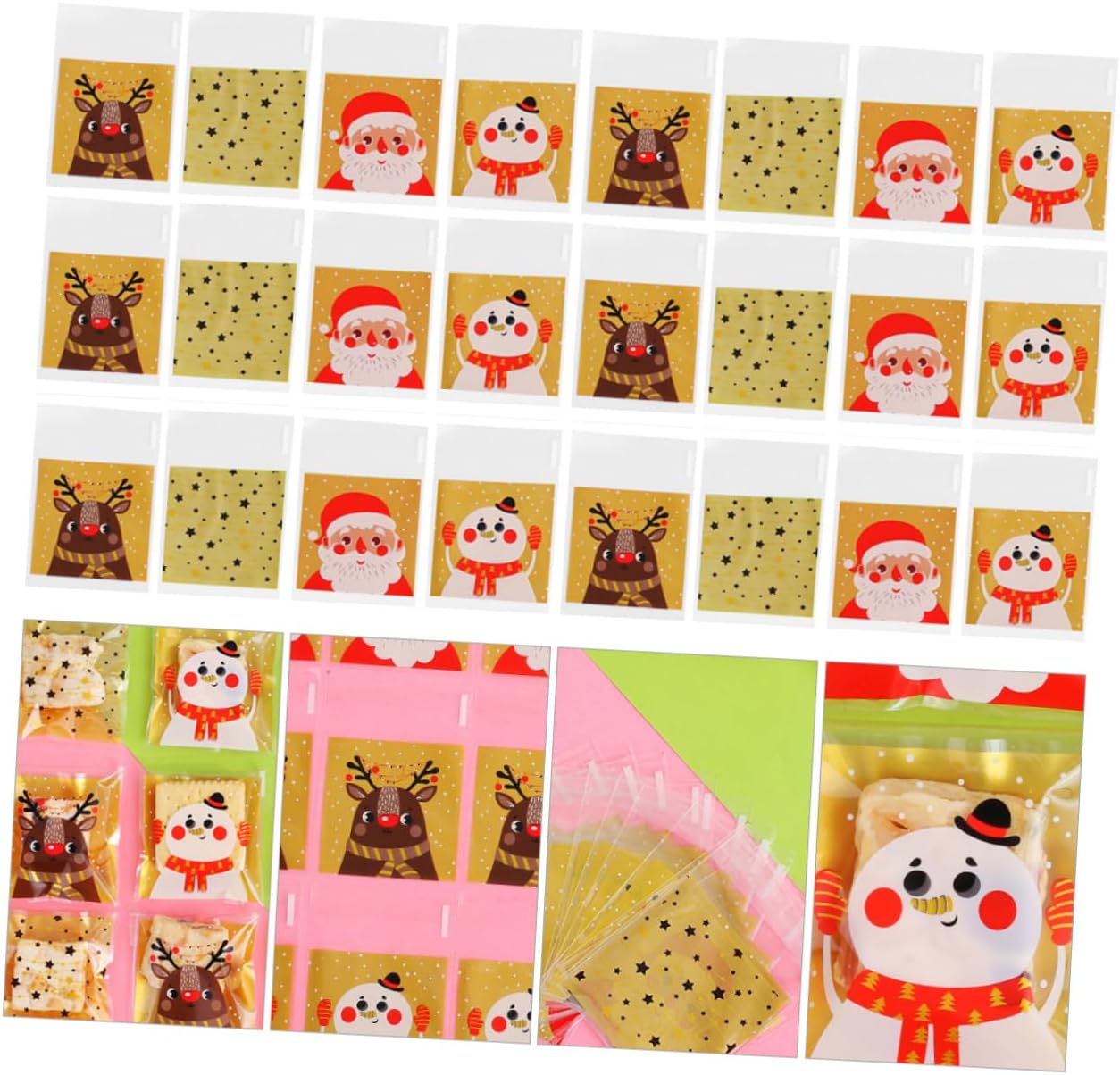 Cabilock 400pcs Baking Plastic Self-adhesive Bag Self Adhesive Biscuit Bag Christmas Treat Bags Cookie Gift Bags Plastic Packaging Bags Bake Bag Candy Bag Cookie Bag Elder or Baking Bag Red