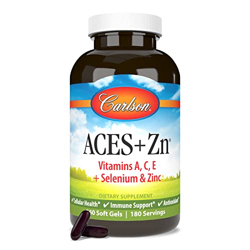 Carlson - ACES + Zn, Vitamins A, C, E + Selenium & Zinc, Thyroid Support, Multivitamin with Zinc, Cellular Health & Immune Support, Selenium Multivitamin, Antioxidant, 360 Softgels