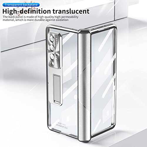 EAXER for Samsung Galaxy Z Fold 3 Case, Full Coverage Protection Plating Hinge Stand with S-Pen Anti-Drop Case Cover (Silver)
