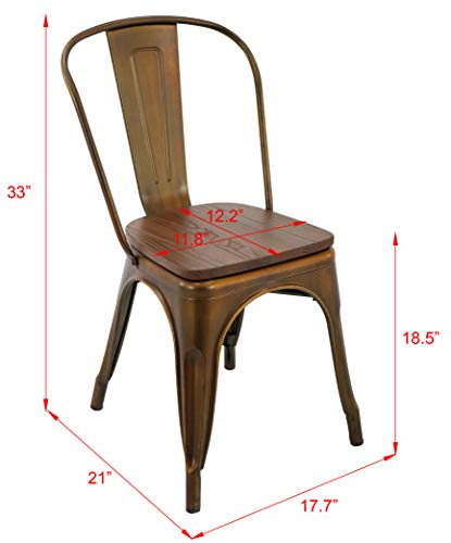 Brage Living Vienna Elmwood Top 18" Metal Chair Set (Set of 4)