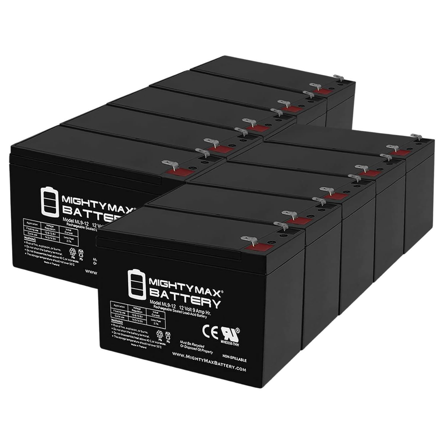 Mighty Max Battery 12V 9Ah SLA Replacement Battery for CyberPower 1500 AVR - 10 Pack