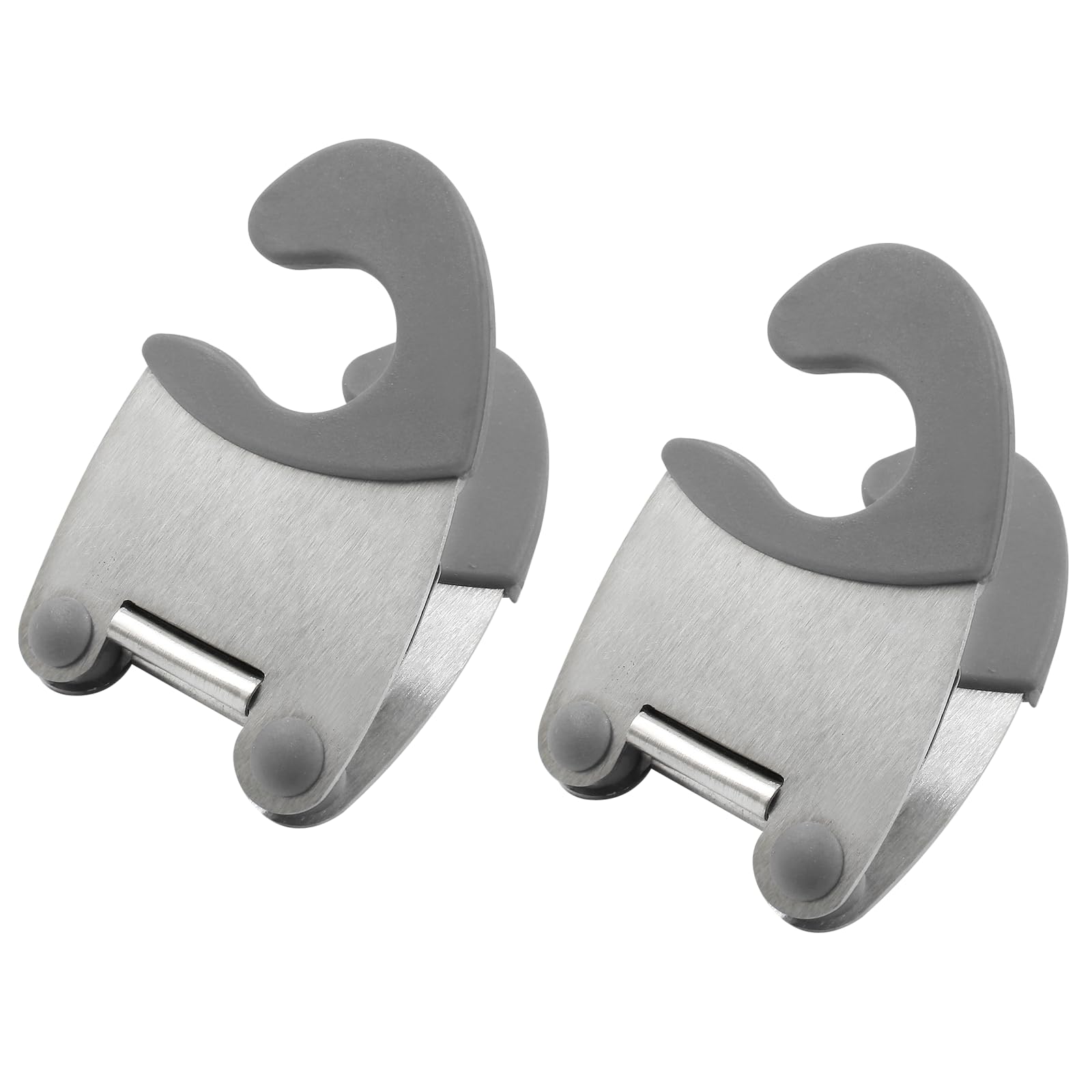Coufce 2pcs Grey Pot Clip Holder, Stainless Steel Utensil Rest with Plastic Rubber, Pot Spoon Holder for Home Kitchen Restaurant
