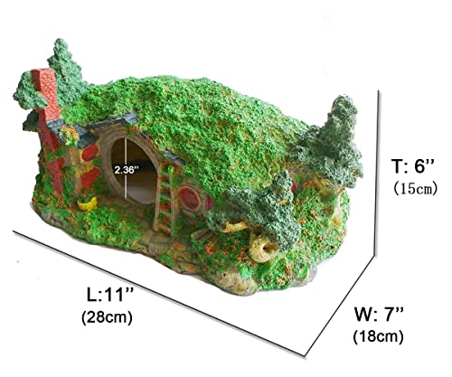 DUGUWEI Aquarium Decoration Small Animal Hideout House Fish Tank Ornament Reptile & Insect Shelter Cage Size Large (11''x7''x6'')