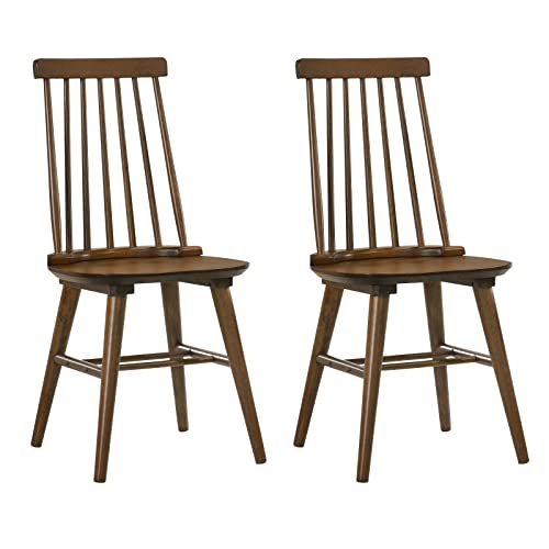 Duhome Dining Chairs Set of 2, Farmhouse Kitchen Chairs Windsor Chairs for Dining Room Spindle Back Chairs with Solid Wood Legs, Walnut
