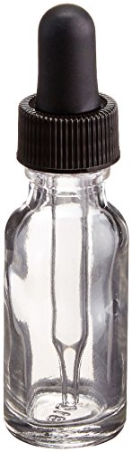 Premium Vials B35-36CL Boston Round Glass Bottle with Dropper, 1/2 oz Capaciy, Clear (Pack of 36)