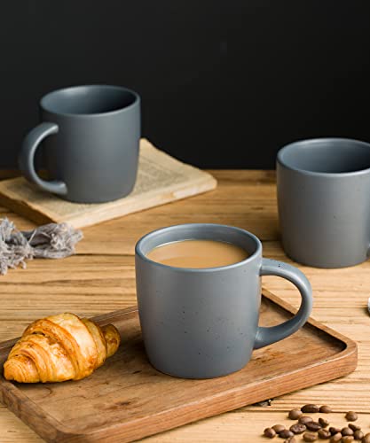 famiware Coffee Mugs Set of 4, 13oz Large Ceramic Coffee Mugs, Craft Spots Modern Coffee Mugs Set with handle for Tea Latte Cappuccino Milk Cocoa, Charcoalā¦