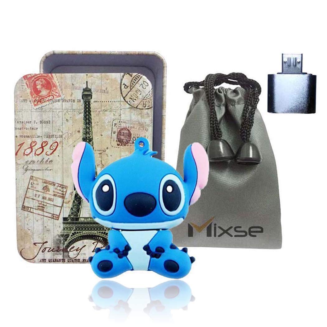 Mixse USB 2.0 Flash Drive, 32GB Stitch Cartoon Memory Stick, Lightweight and Compact, Compatible with Windows, Mac OS and Linux, No Drive/Power Supply Needed