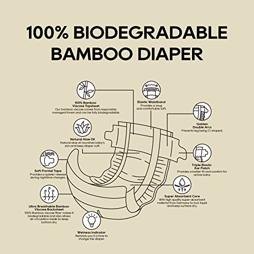 ECO BOOM Diapers, Baby Bamboo Viscose Diapers, Eco-Friendly Natural Soft Disposable Nappies for Infant, Size 4 Suitable for 20 to 31lb (Large - 60 Count)