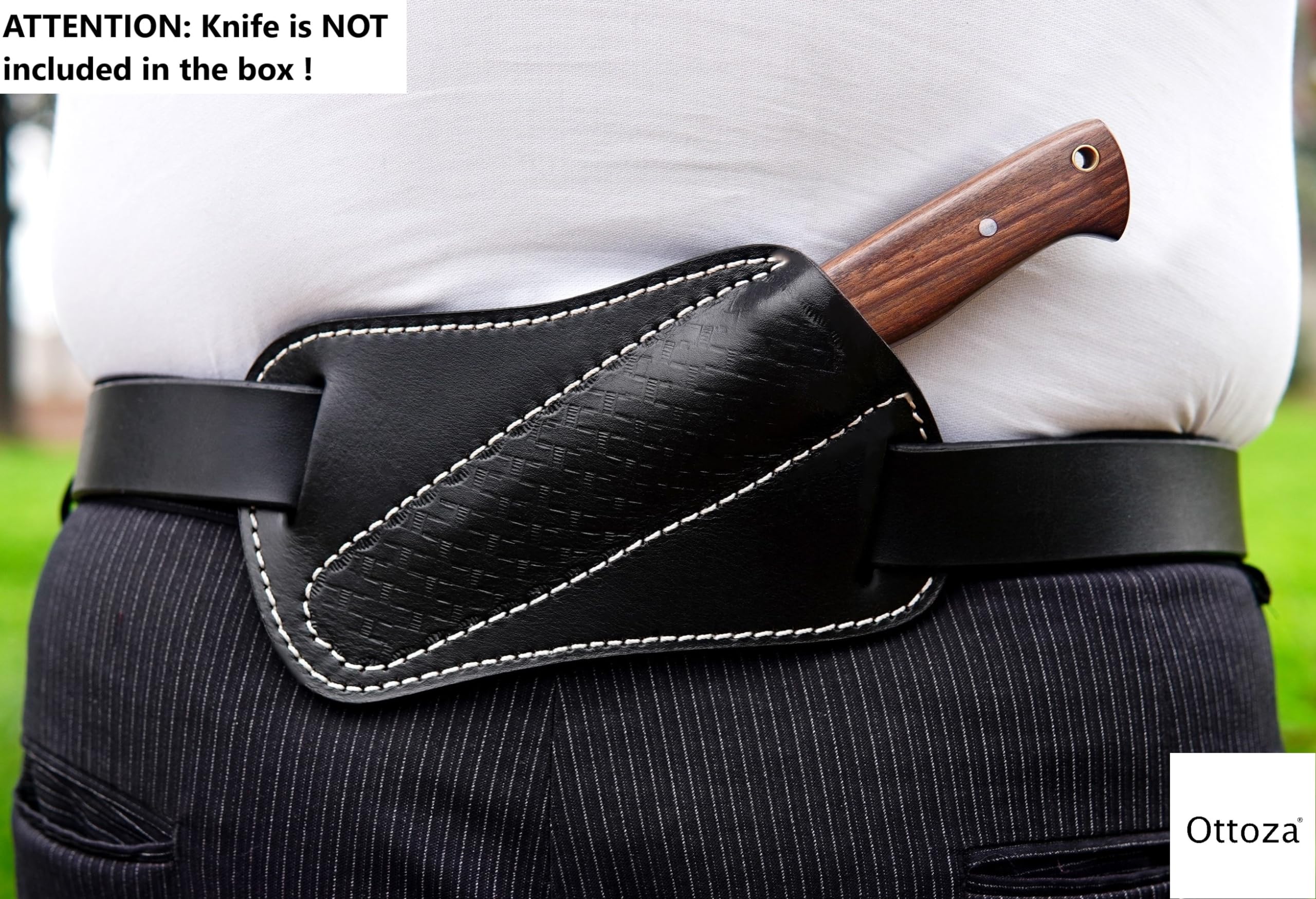 Ottoza Leather Knife Sheaths for Fixed Blade Knives, RIGHT HAND CROSS DRAW Knife Sheath, Leather Knife Sheath for Belt, Leather Knife Holster Belt Knife Holder, Pancake Knife Sheath for Belt No:336