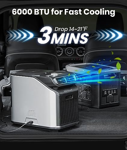 EENOUR PA600 Portable Air Conditioners, 6000BTU Fast Cooling AC with 7 Fan Level, Dehumidifier & Sleep Modes, 8H Timer, Remote Control, 48V DC for Truck Van Life Camping Room, Off-grid and Power Outages