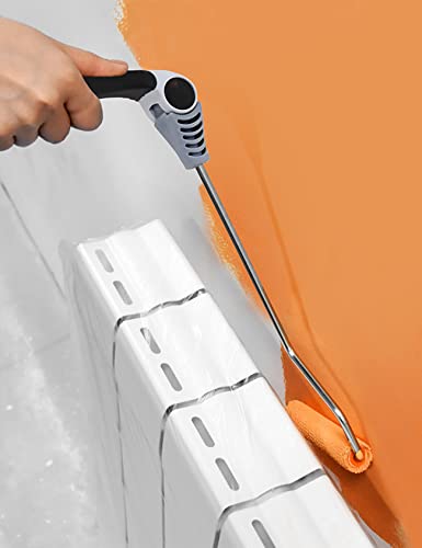 ROLLINGDOG Mini Roller - 4Inch Extender Multi Angle Long Handle with Velour Paint Cover for Detail Painting at Awkward Corners and Architrave, Behind Radiators(Overall Length 19In)