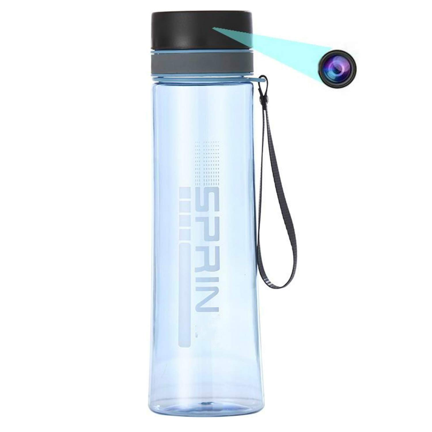Hidden Spy Camera, Full HD Water Bottle Portable Camera, Video Recorder Support Motion Detection for Home, Office-No WiFi Needed (Blue)