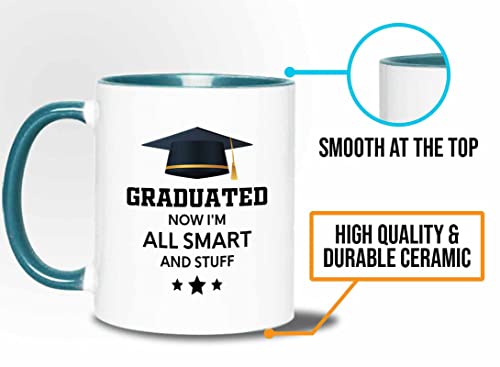 Flairy Land Graduation 2Tone Green Mug 11oz - All Smart and Stuff - Graduation Gifts for Her Senior Graduation College Student College Graduate Classmate MBA Grad