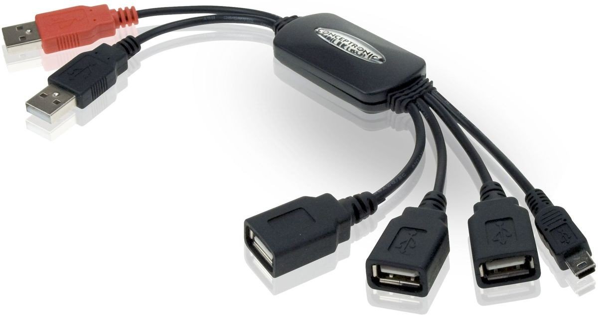 Conceptronic 3 Port Hub with One Mini USB Port and USB Y Cable
