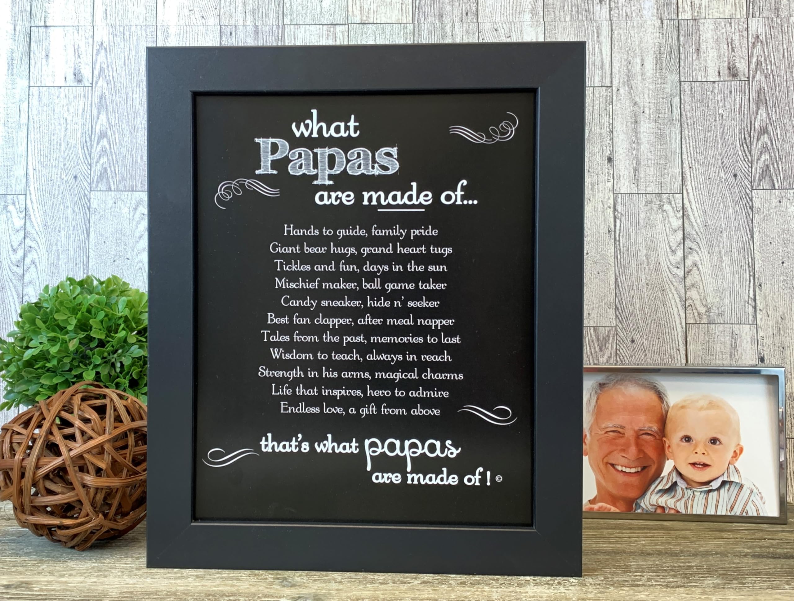 Papa Chalkboard Frame - Gift for Papa for Father's Day, Birthday, Birth of Grandchild - Made in USA