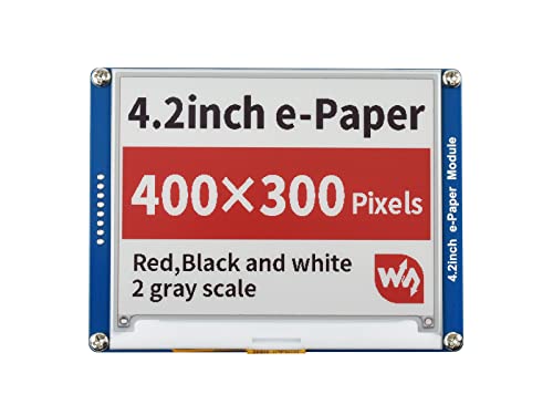 waveshare 4.2inch E-Ink Display Module Compatible with Raspberry Pi 5/4B/3B/Zero/Zero W/Zero 2W/Pico/Pico W/Pico WH, 400x300 Resolution Three-Color SPI Interface