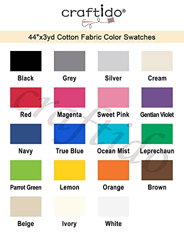 Craftido-19 Options-100% Cotton Fabric by The Yard in Solid Color 44âWide by 3yd (9 ft) -Medium Weight 5.2 oz-for Quilting, Sewing, Crafts, Binding, Backing and Lining - Black