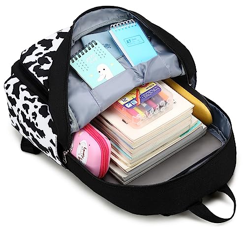 Bluboon College Laptop Backpack School Bookbag Travel School Bag for High School(Cow-Black)