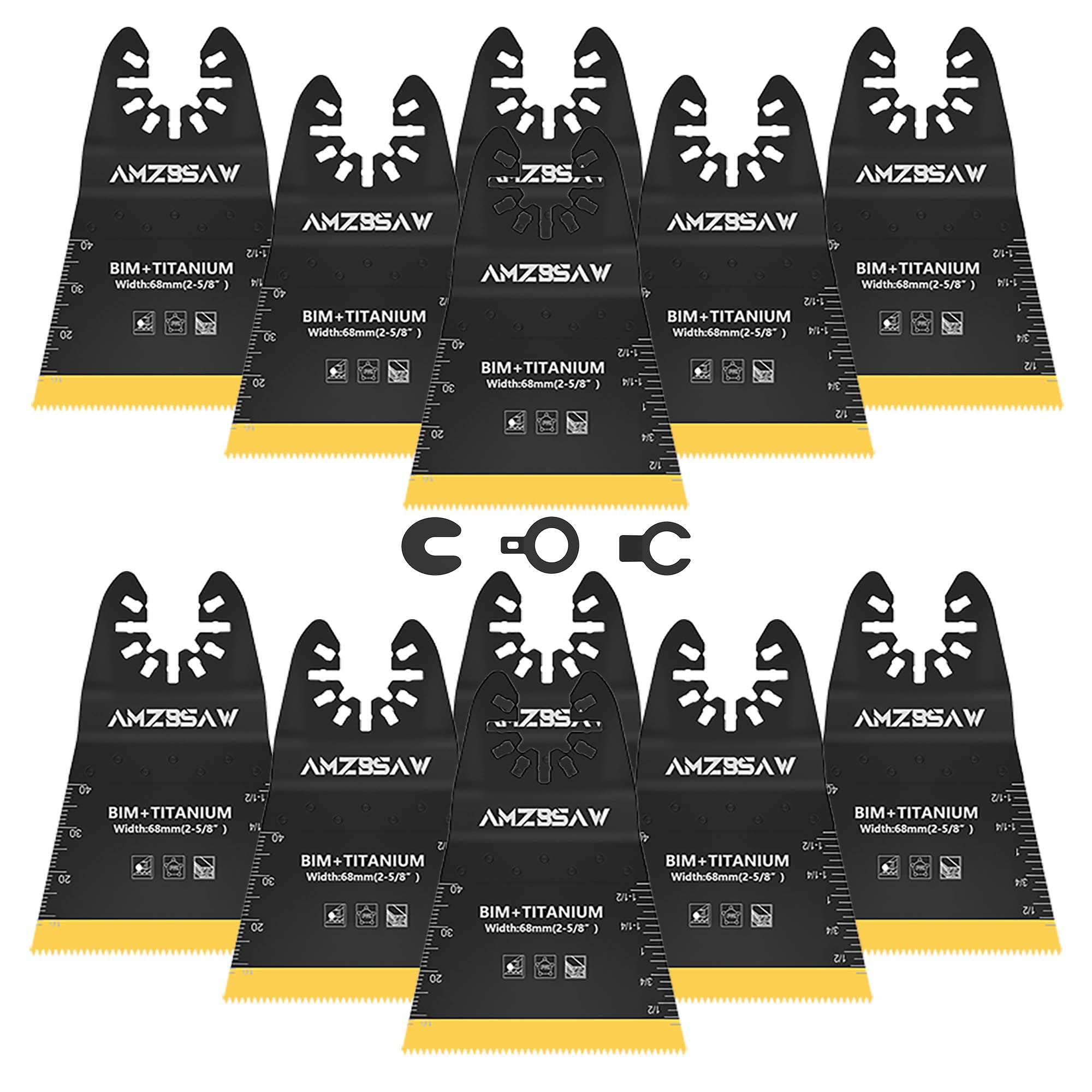 AMZBSAW 12PCS Titanium Oscillating Multitool Blades Metal Cutting, 68MM Titanium Saw Blades for Metal Nails Hard Material and Wood Plastic, Multi Tool Blades Kits Fit Dewalt Bosch Worx Ryobi