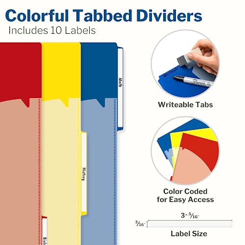 CRANBURY 3-Subject Notebook College Ruled - 300 Pages (150 Sheets) Spiral Notebook 8.5 x 11 with Pockets, Dividers, Tabs, Dual Plastic Covers, School Supplies Multi Subject Notebook