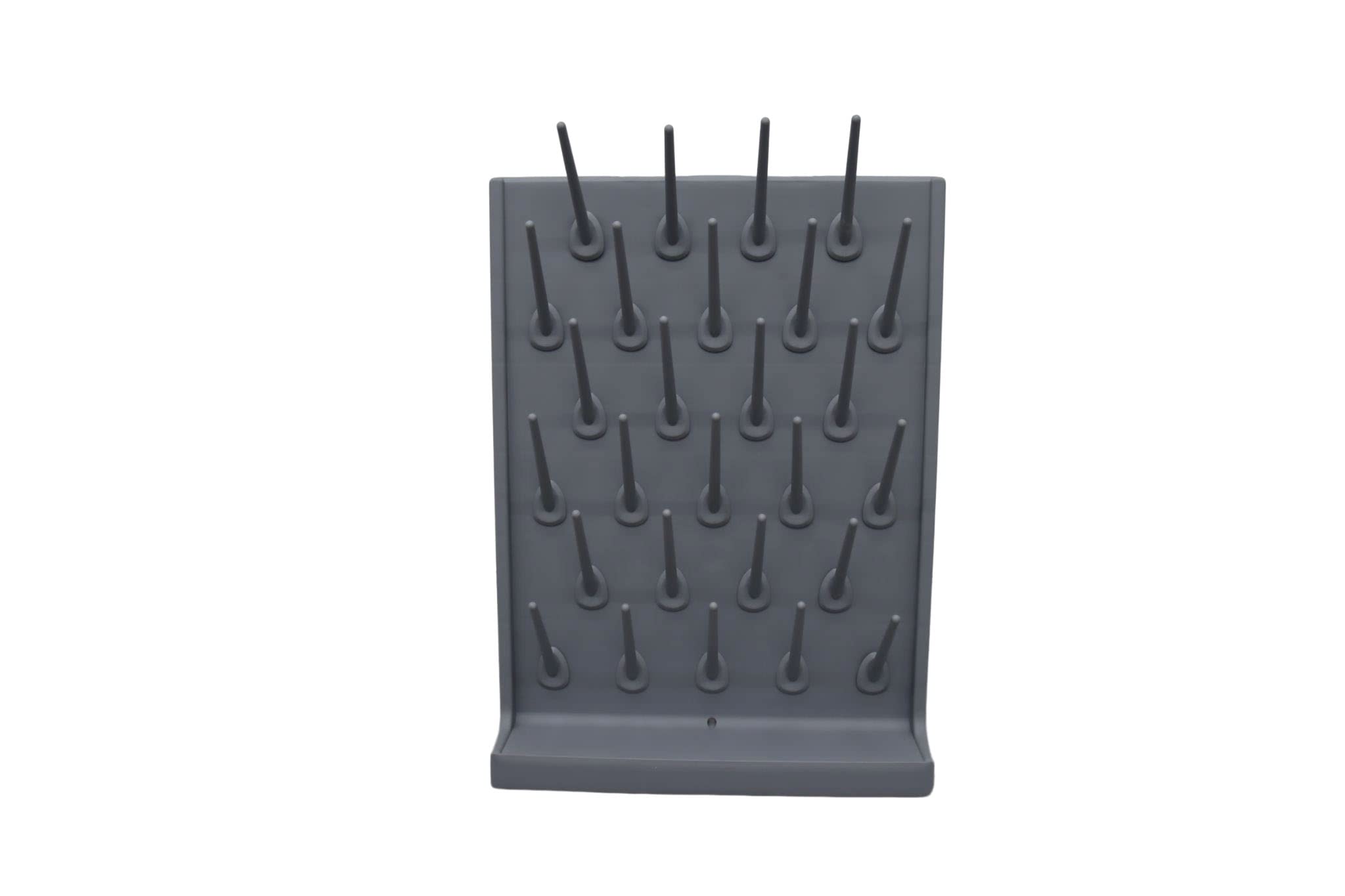 INTBUYING Bottle Drying Rack Pegboard Wall Mounted Desk Grey 27Pegs Removable PP Glassware Drying Draining Rack Education&lab Cleaning Equipment