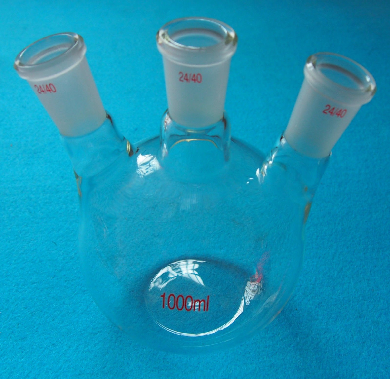 Deschem 1000ml,3-Neck,24/40,Flat Bottom Glass Flask,Three Neck,Laboratory Boiling Vessel
