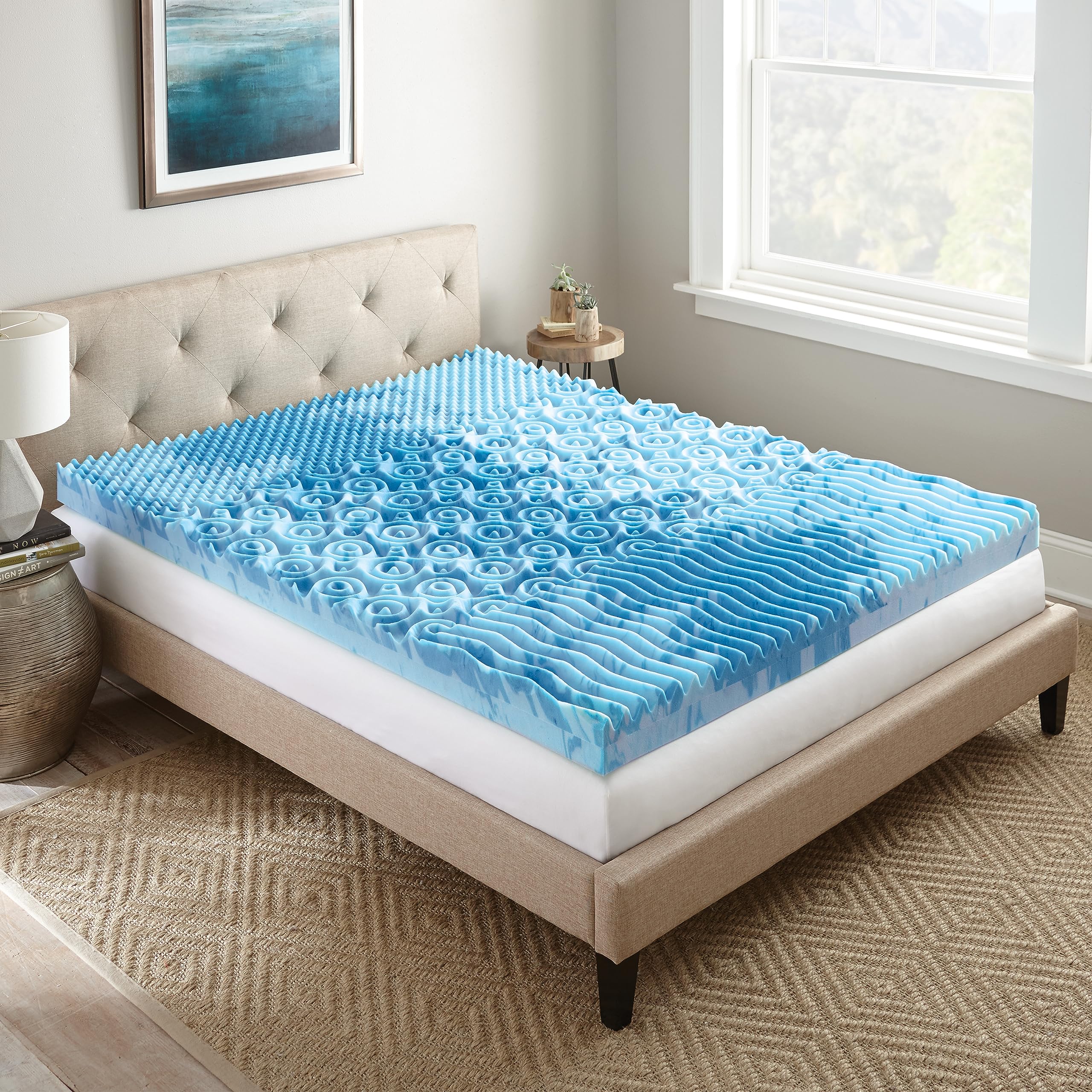 Thomasville GelLux Cooling Foam Mattress Topper, 4", Twin XL, Blue