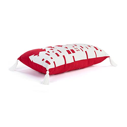 DEMDACO Cozy Winter Nights Red and White 21 x 12 Inch Reversible Lumbar Throw Pillow