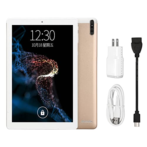 Akozon 10.1 Inch Tablet Gold 6GB RAM 128GB ROM Octa Core 2.5Ghz CPU 13MP Camera 8800mAh HD Tablet for Home Office 100240V US Plug Tablets (US Plug 100β240V)