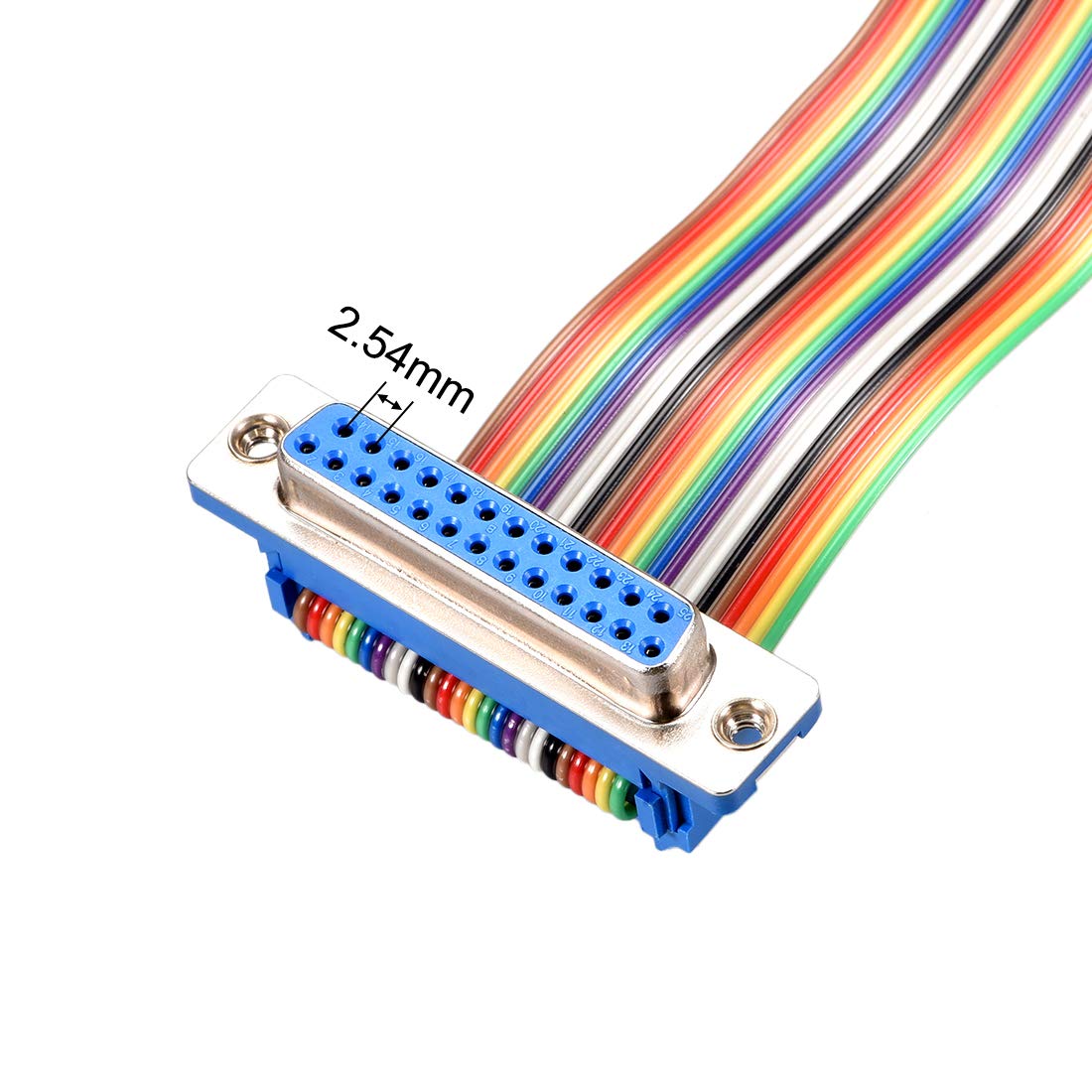 uxcell IDC Rainbow Wire Flat Ribbon Cable DB25 Female to DB25 Female Connector 2.54mm Pitch 11.8inch Length