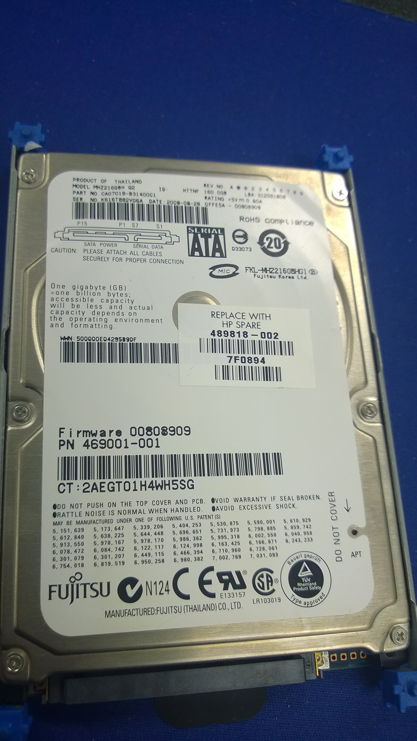 Fujitsu MHZ2160BH G2 Fujitsu SATA/3 None 9.5mm 160 2.5in. 5400rpm MHZ2160BH G2 (MHZ2160BHG2)