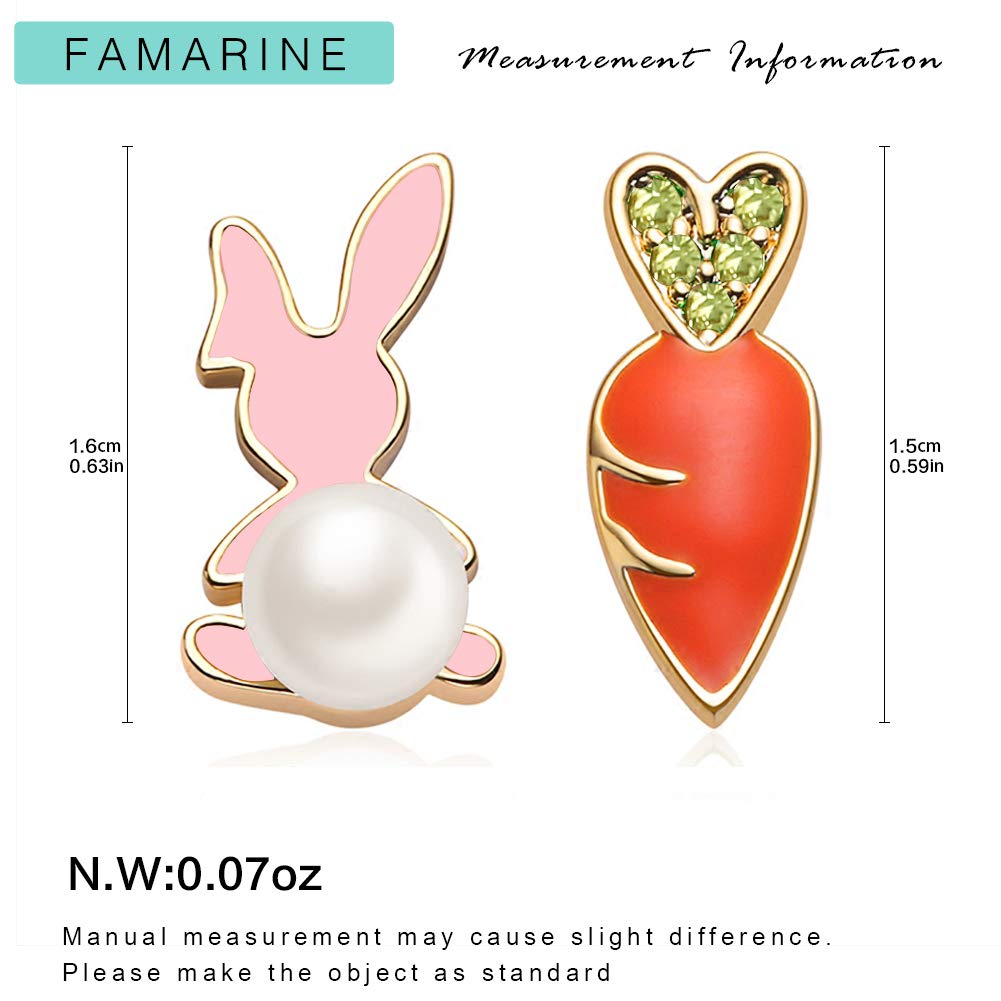 Easter Earrings Rabbit Bunny Carrot Stud Earrings Crystal Pearl Cute Funny Earring Gift for Her