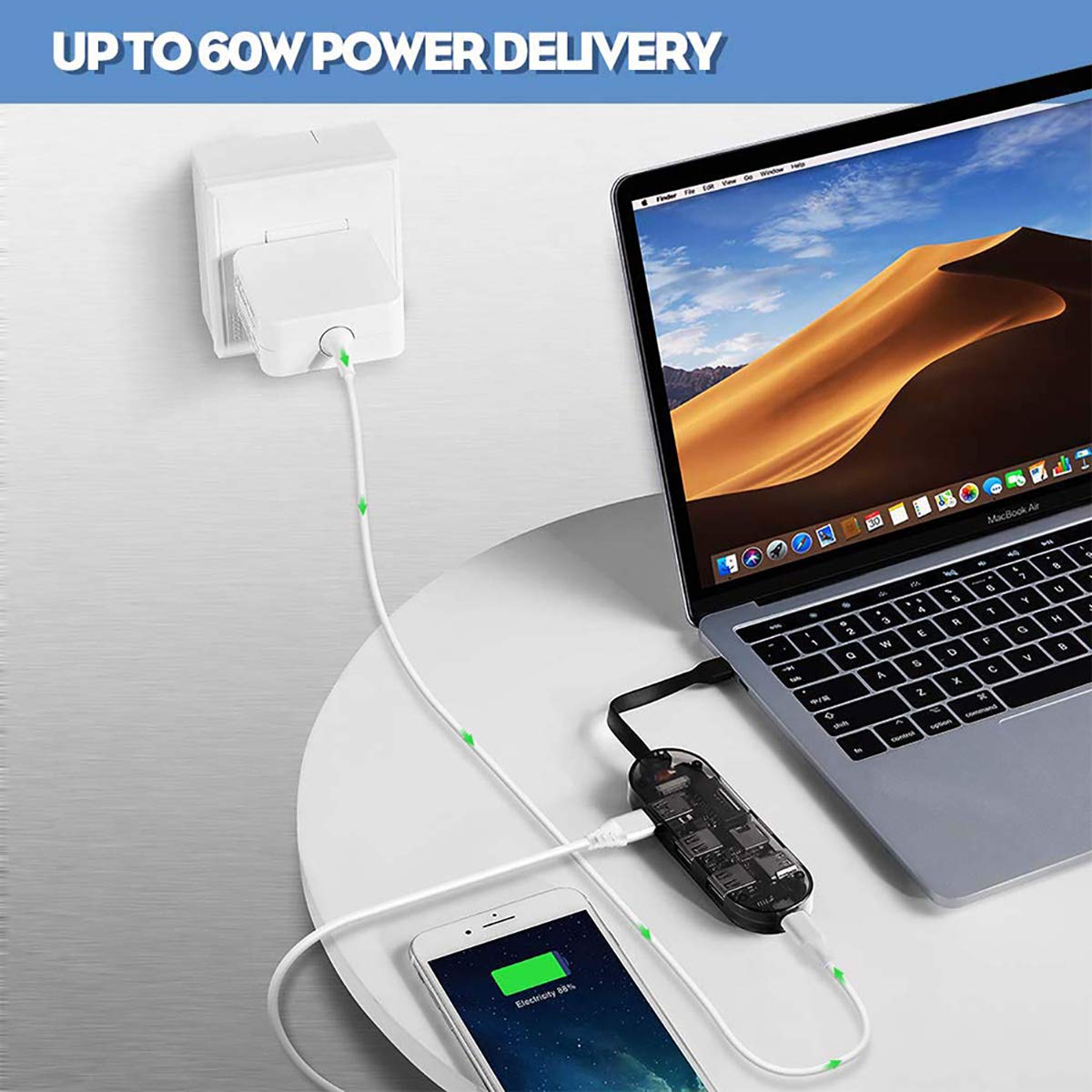 USB C Hubs Dock Transparent Adapter for Apple iPad Pro 2018, Type C Hub Dock with HDMI 4K 3 USB SD/TF Card Reader and PD Charging Ports,Compatible with Samsung DeX Galaxy/Nintendo Switch/MacBook